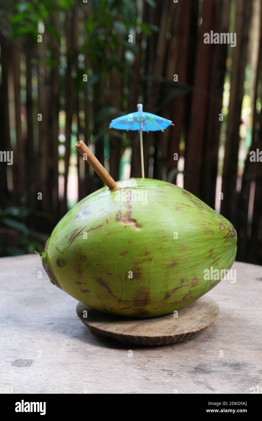 Coconut on table hi-res stock photography and images - Alamy