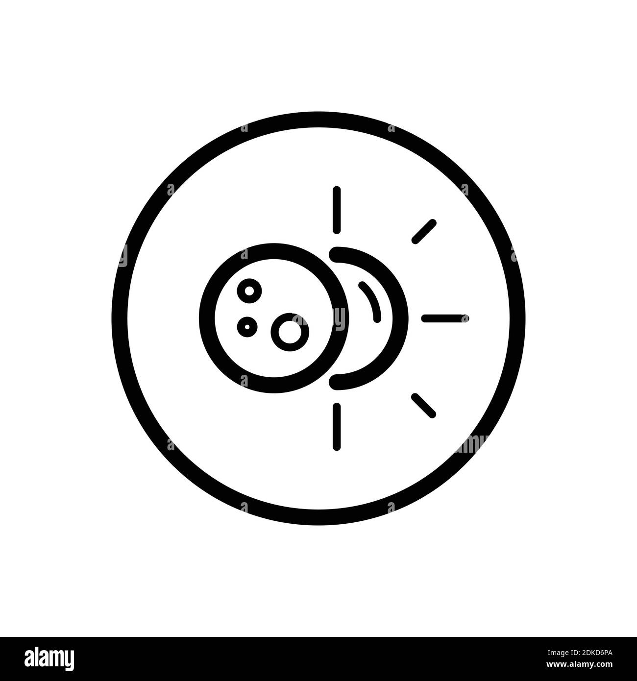 Sun eclipse. Weather outline icon in a circle. Isolated vector ...