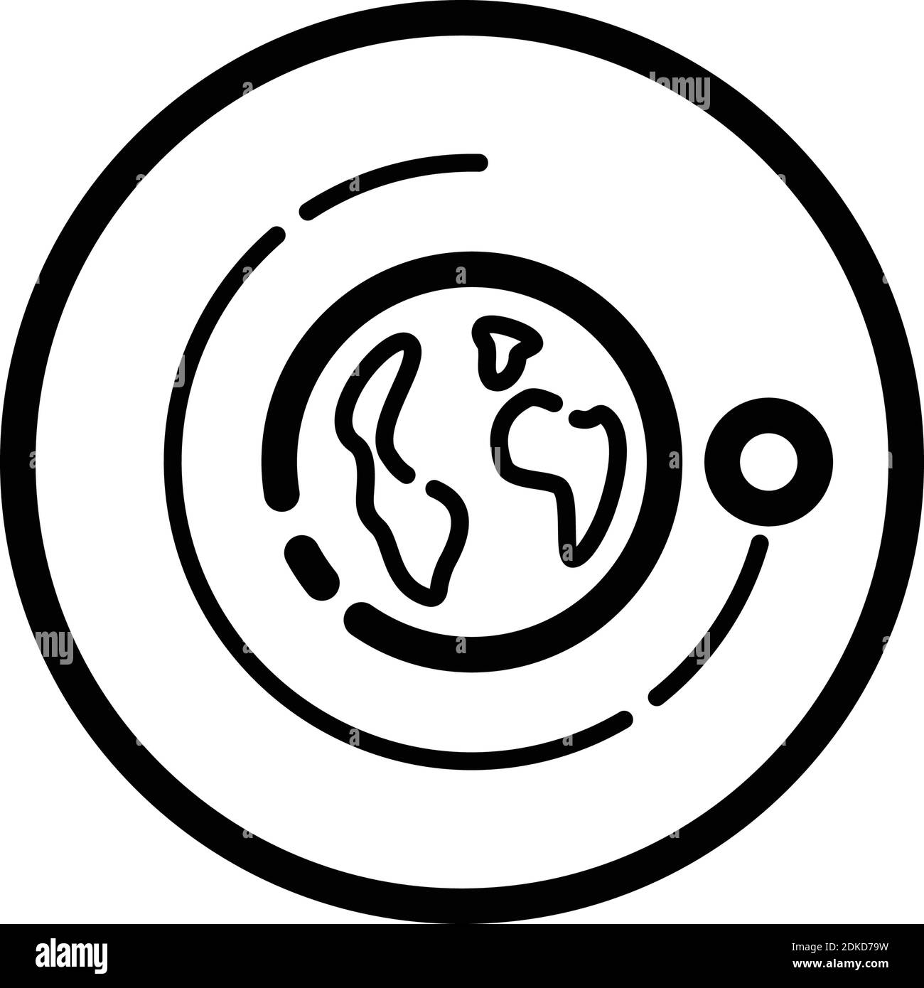 Moon rotation around the Earth. Weather outline icon in a circle ...