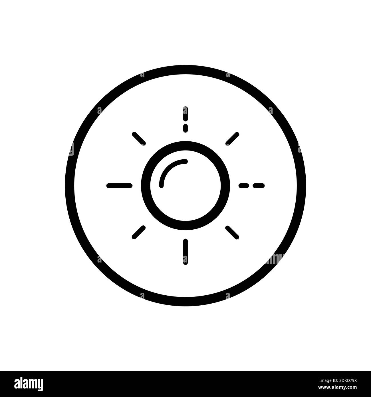 Shining sun. Weather outline icon in a circle. Isolated vector ...