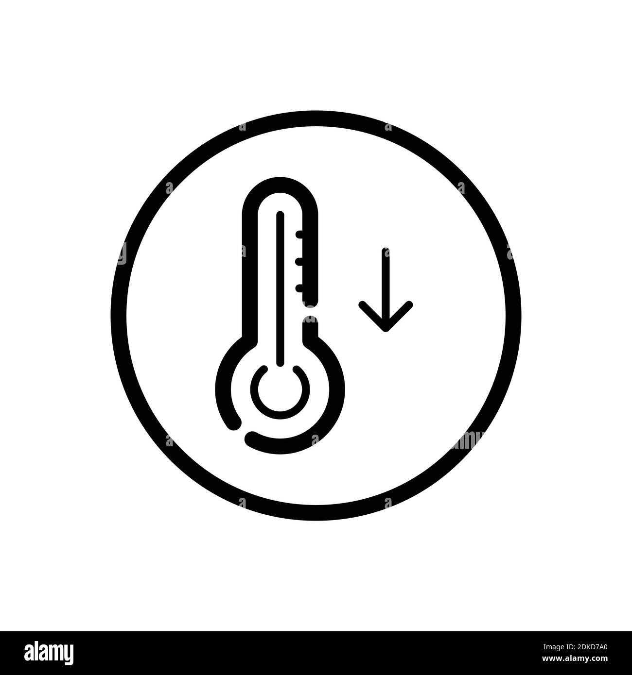 Thermometer. Fall temperature. Weather outline icon in a circle ...