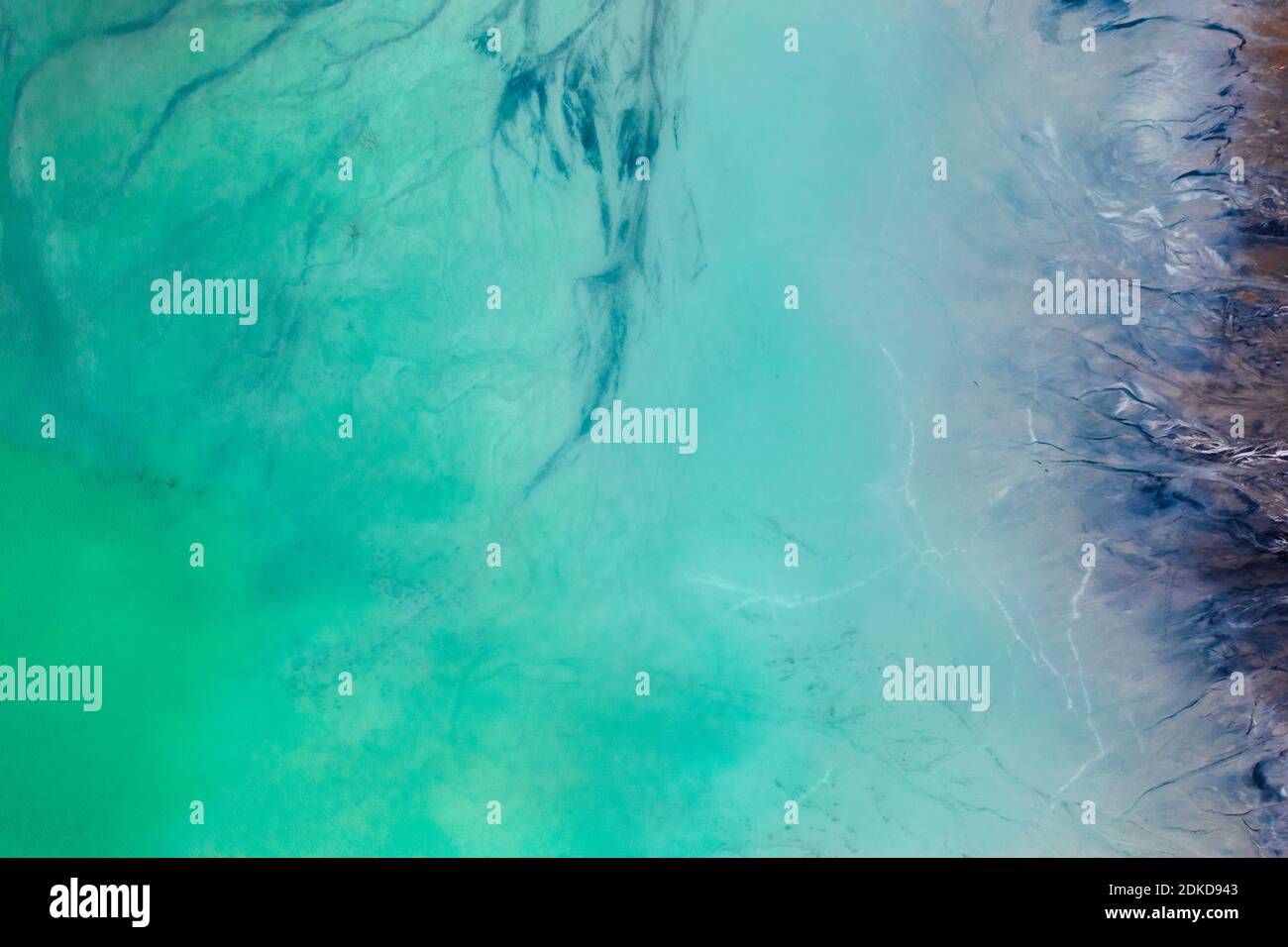 Aerial view of the famous red mud disaster site, abstract lines ...