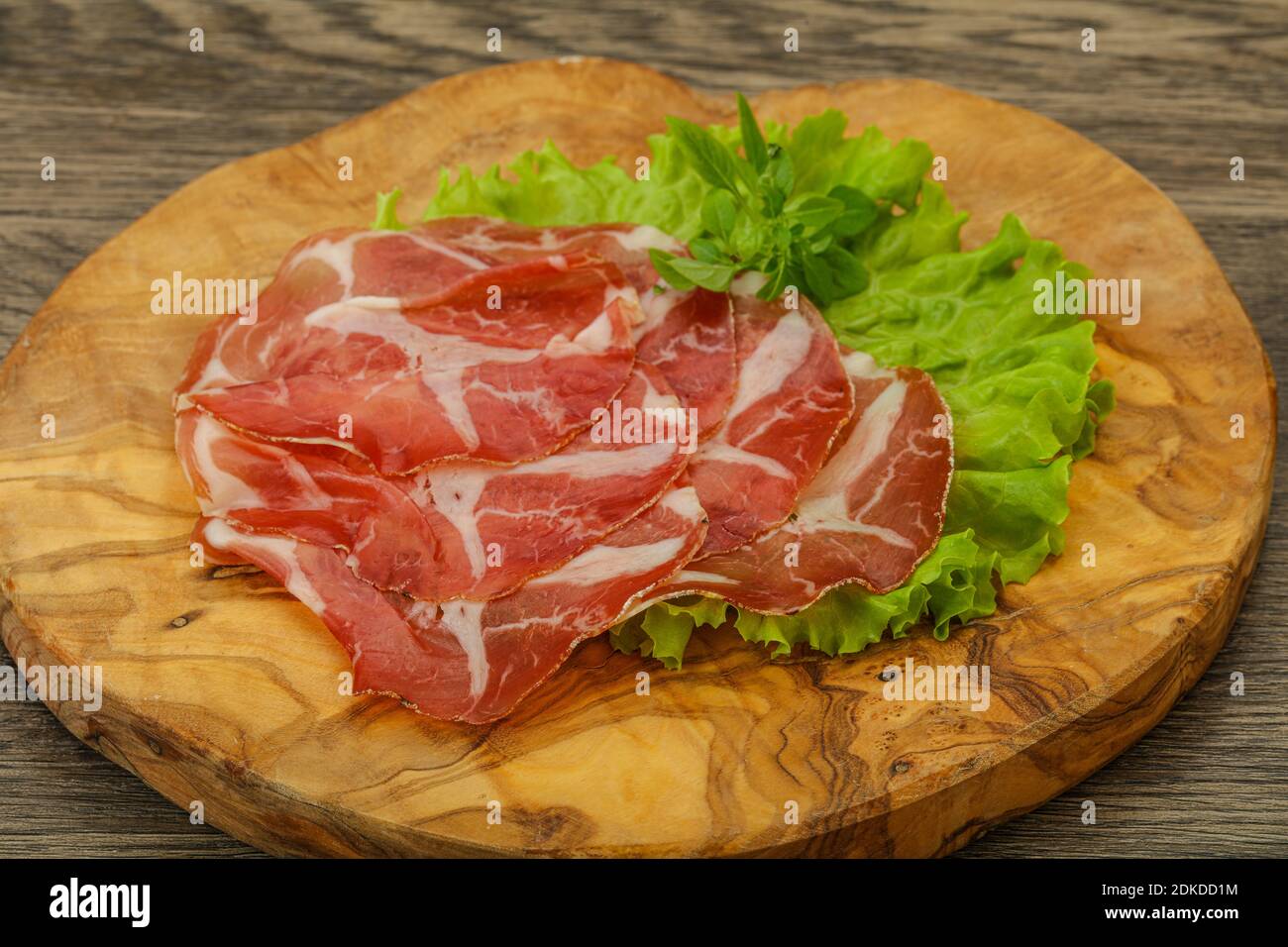 Delicous Smoked pork neck slices snack Stock Photo - Alamy