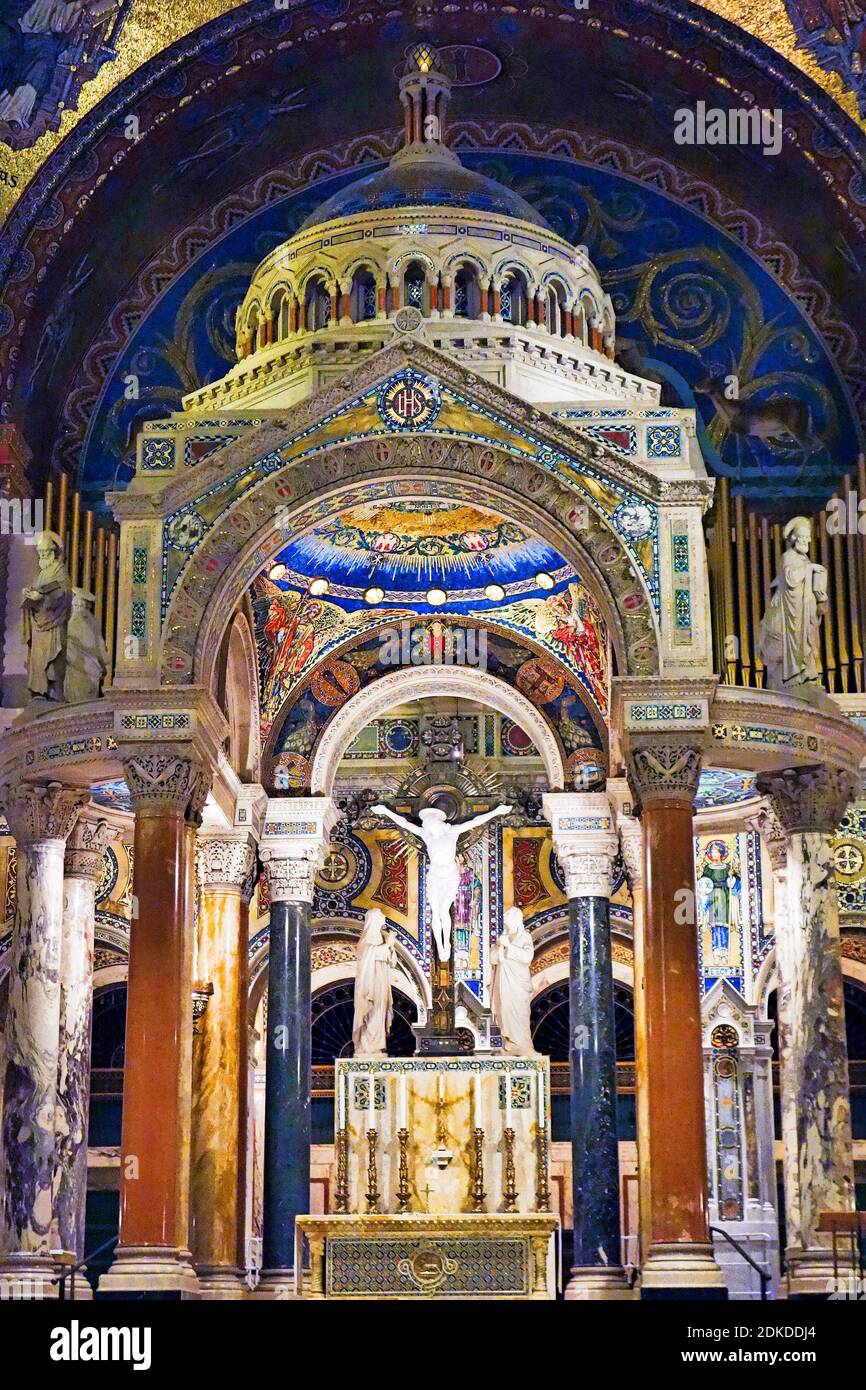 Vertical shot of the statues and religious art inside the Cathedral ...