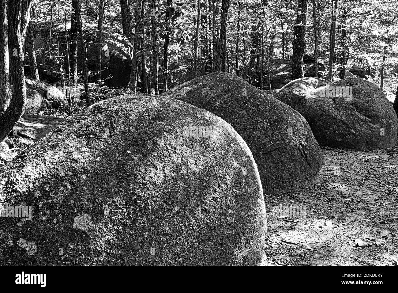 Grayscale shot of the rocks in a park Stock Photo - Alamy