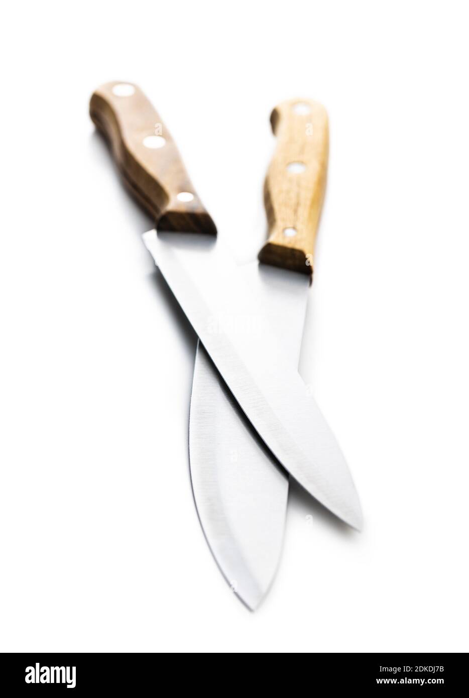 Two kitchen knives isolated on a white background Stock Photo - Alamy