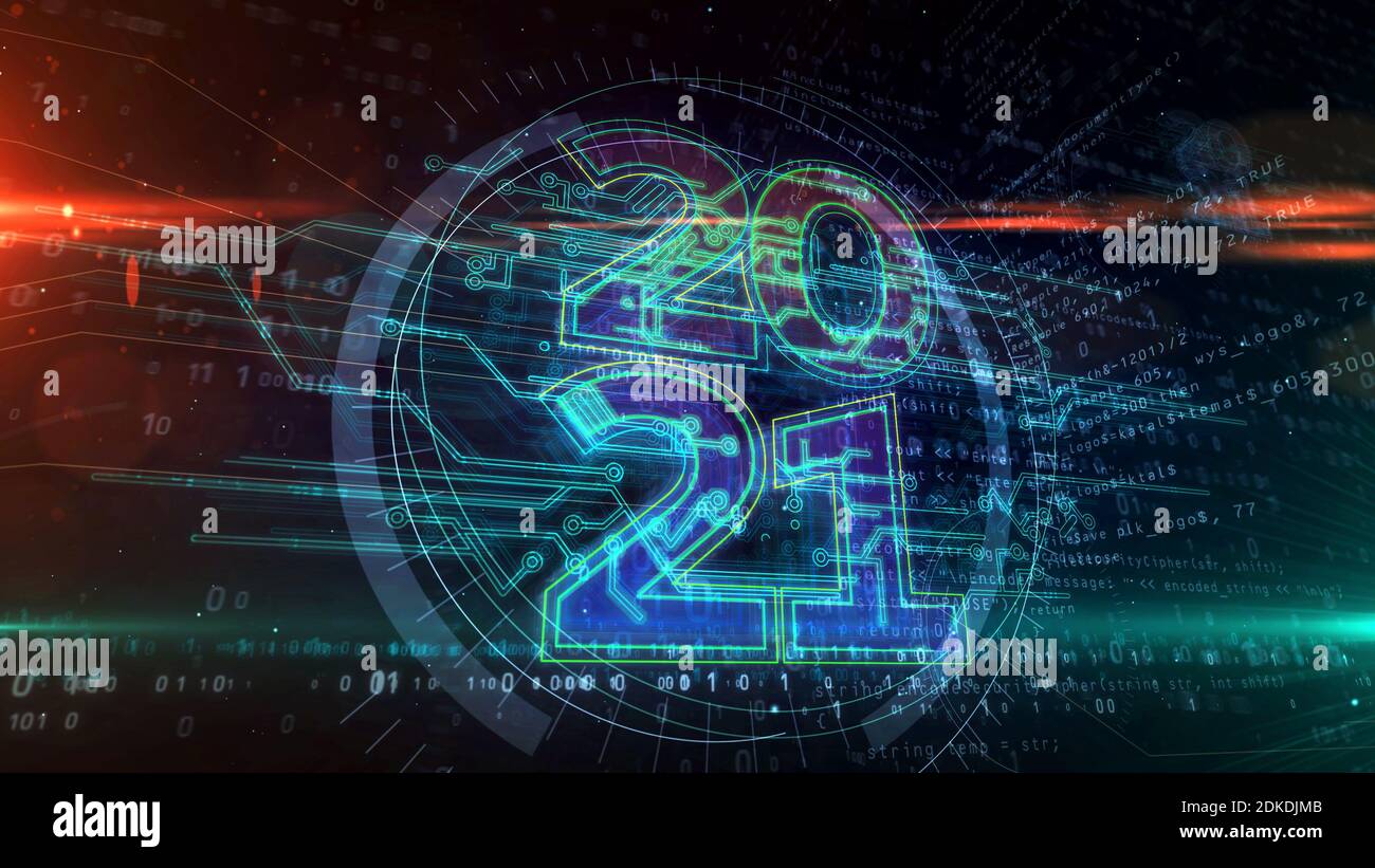 2021 year new digital design concept. Futuristic abstract 3d rendering ...
