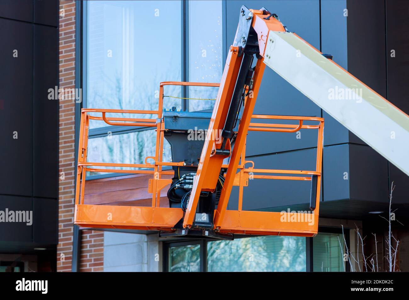 Hydraulic system elevated platform with industry work at high in a boom ...