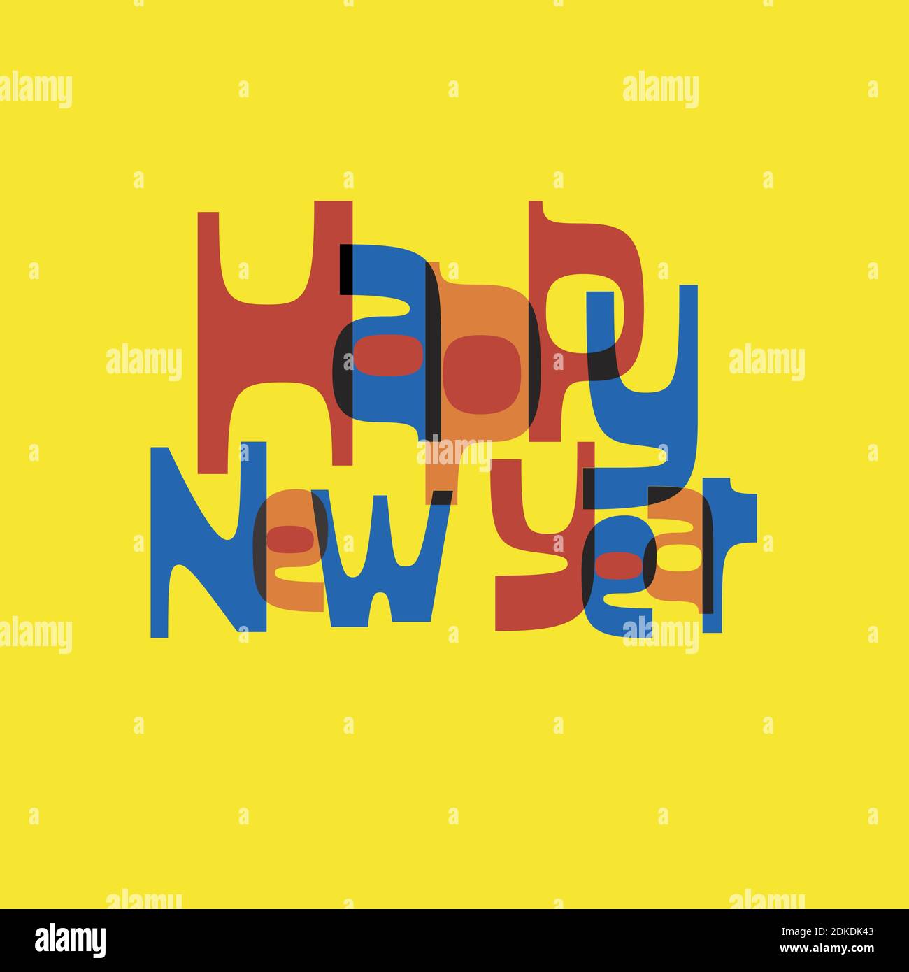 Mid-century modern, retro and fun Happy New Year social card, featuring ...