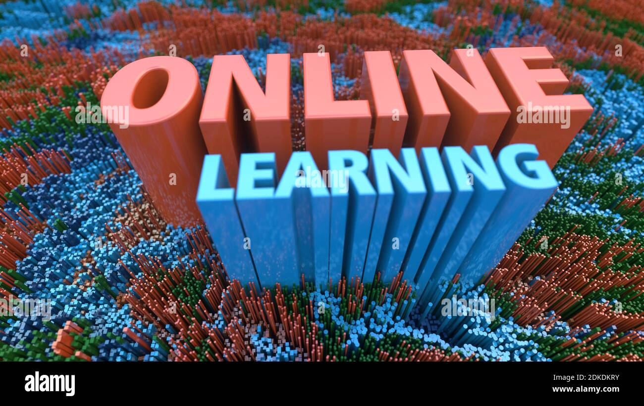 3d render. Online learning background Stock Photo - Alamy