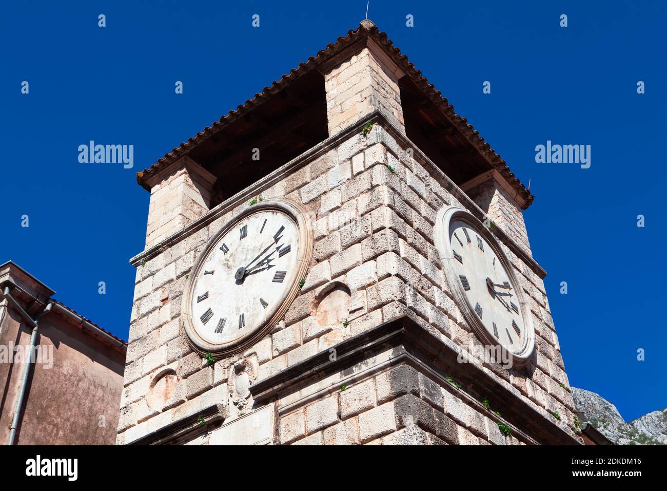 Bell Tower with horology . Medieval Clock tower Stock Photo - Alamy