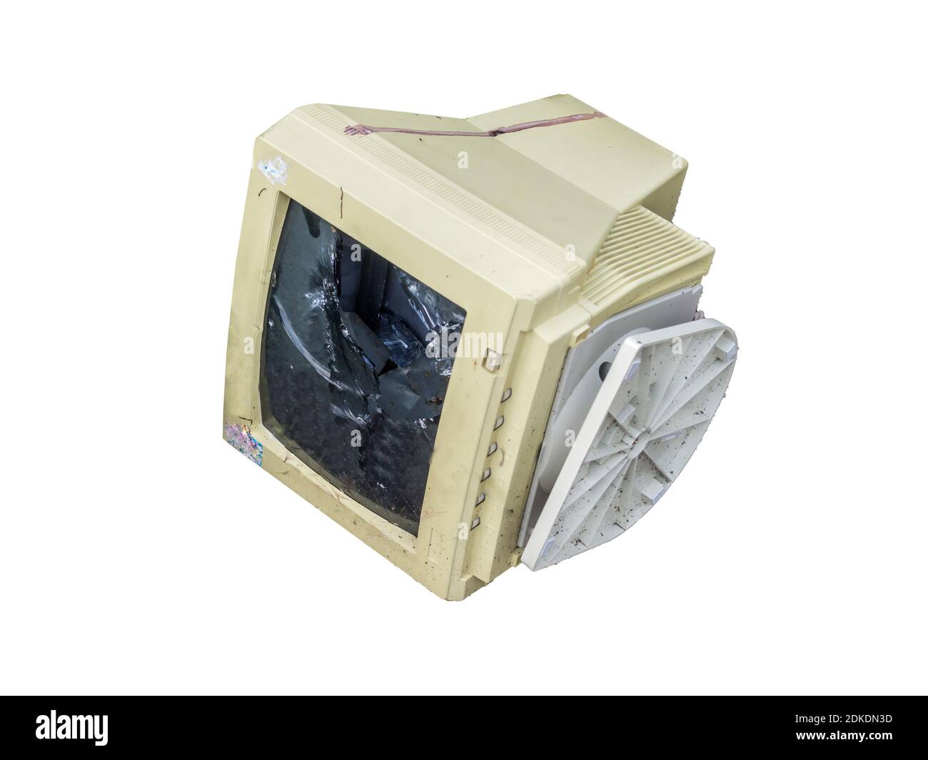 Old monitor isolated on white background Stock Photo - Alamy