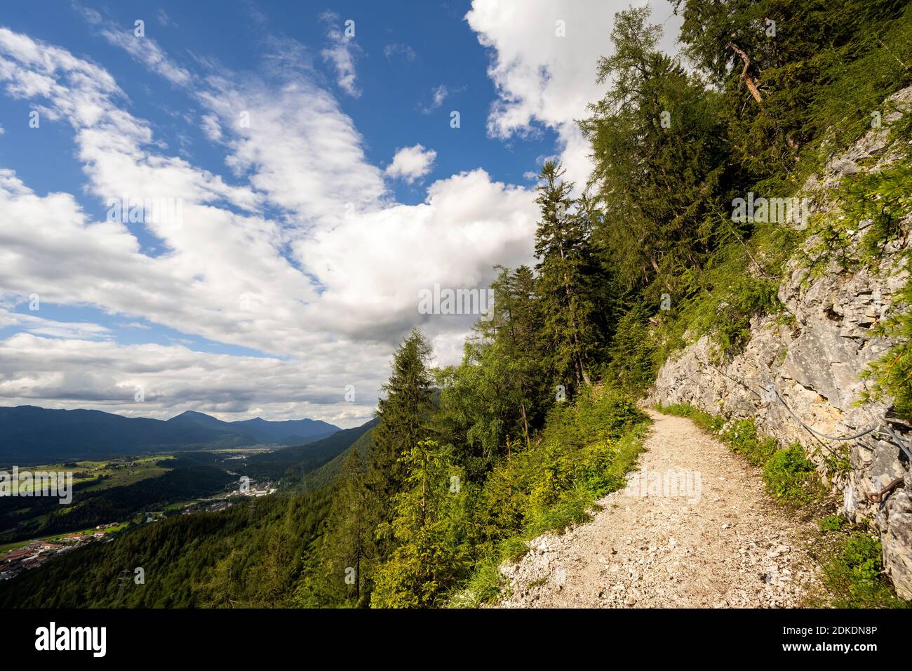 The hiking trail / climb to the Mittenwalder Hütte above Mittenwald in ...