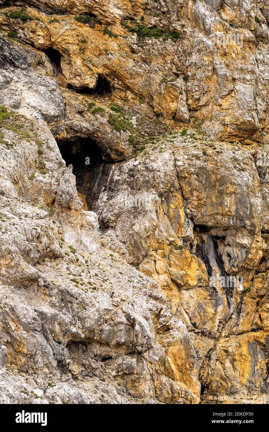 Eyes and mouth in the brittle rock on the Brendlsteig in the Karwendel ...