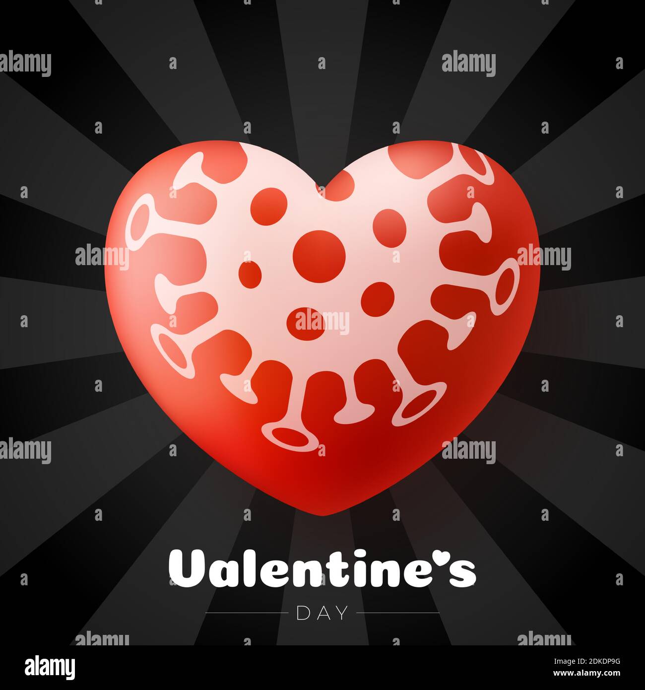 Safe valentine day concept. Red valentine love heart and Quarantine ...