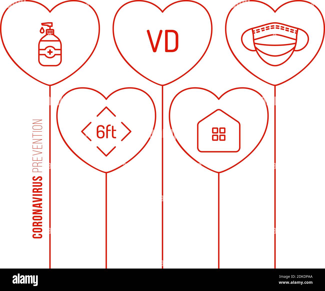 Valentine day coronavirus outline heart balloon banner. Valentine love ...