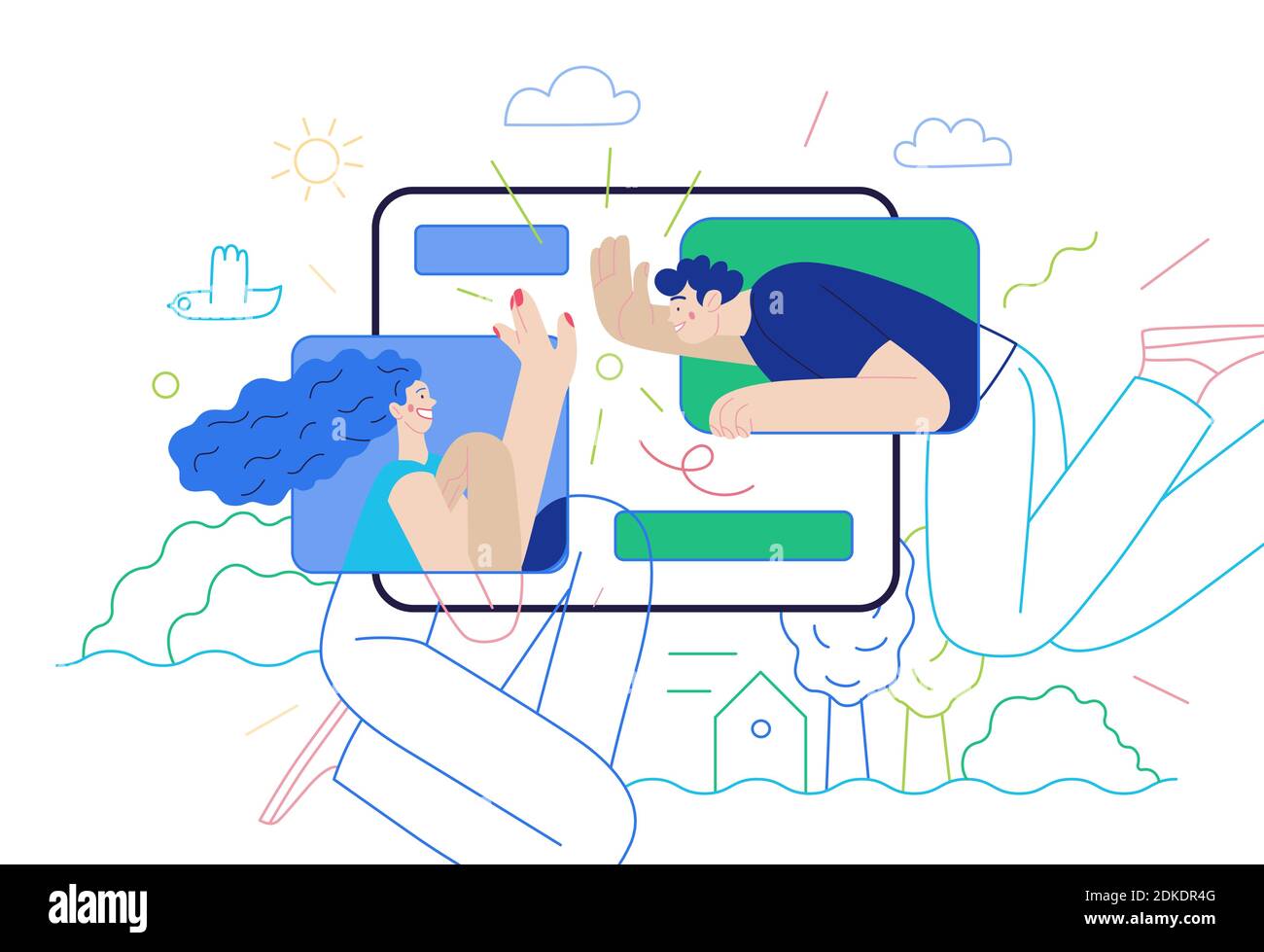 Couple tablet screen Stock Vector Images - Alamy