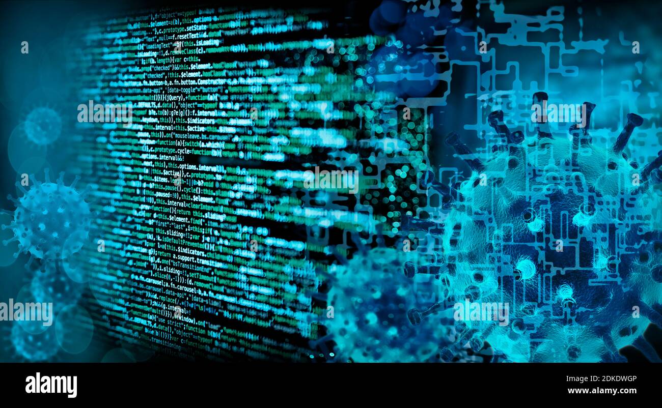 Program code with viruses and abstract technology background Stock ...
