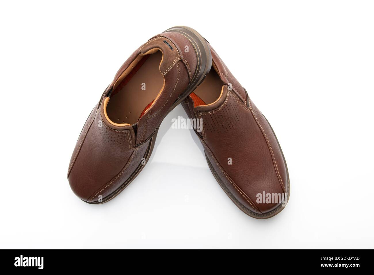 Pair of Brown Shoes Isolated on White Background Stock Photo - Alamy