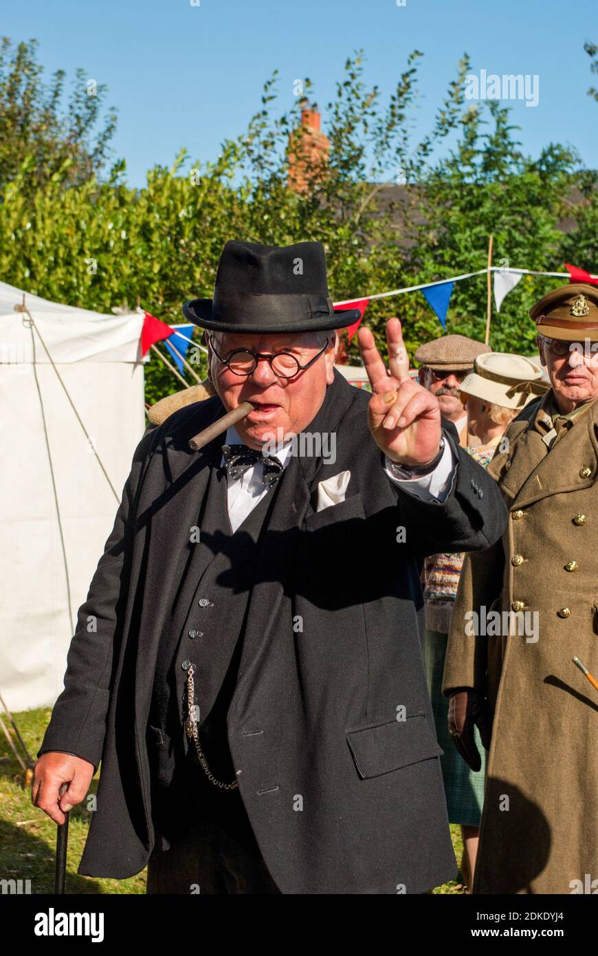 Re-enactors in forties costume with a Winston Churchill impersonator at ...