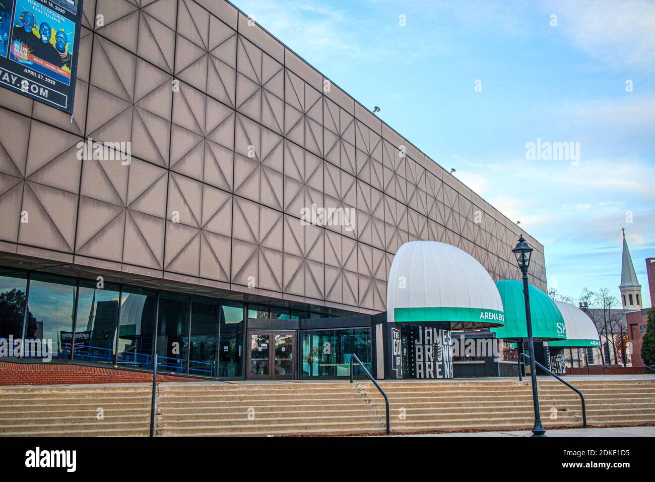 Augusta, Ga USA - 12 15 20: James brown Arena front entrance close up ...