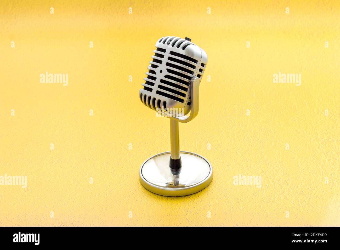 Audio recording with retro microphone, close up Stock Photo - Alamy