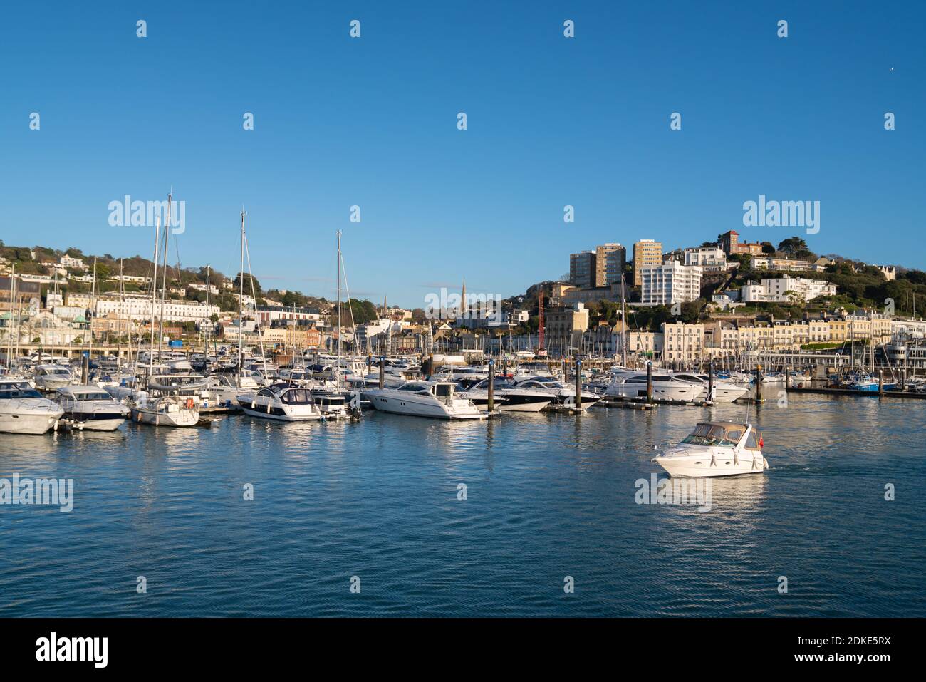 Devon voast town Torquay with boats and yachts in beautiful weather ...