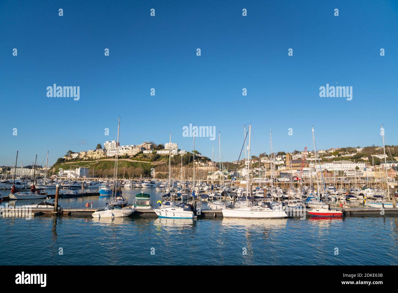 Torquay Devon marina boats and yachts in beautiful weather blue sky and ...