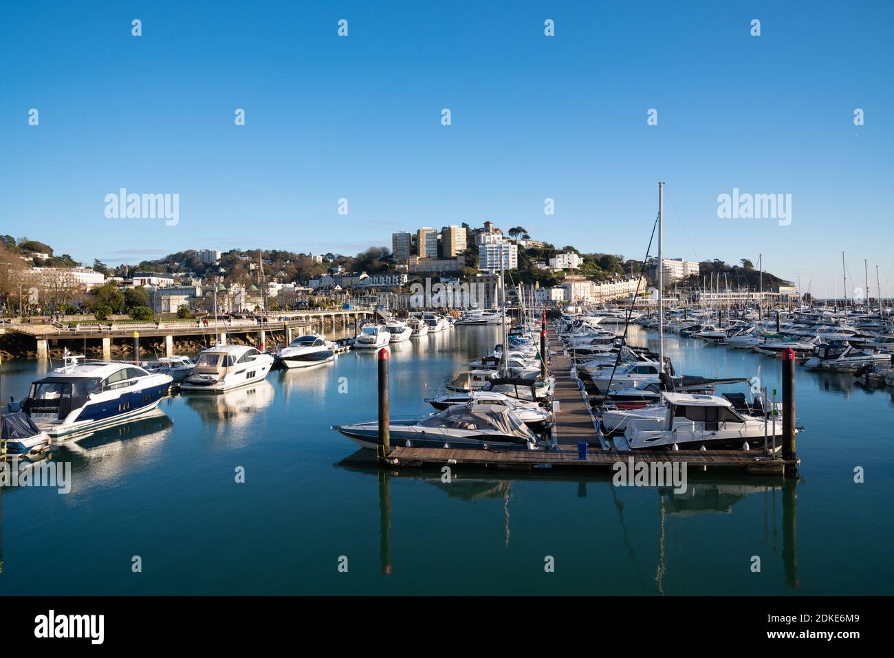 Torquay Devon marina boats and yachts in beautiful weather blue sky and ...