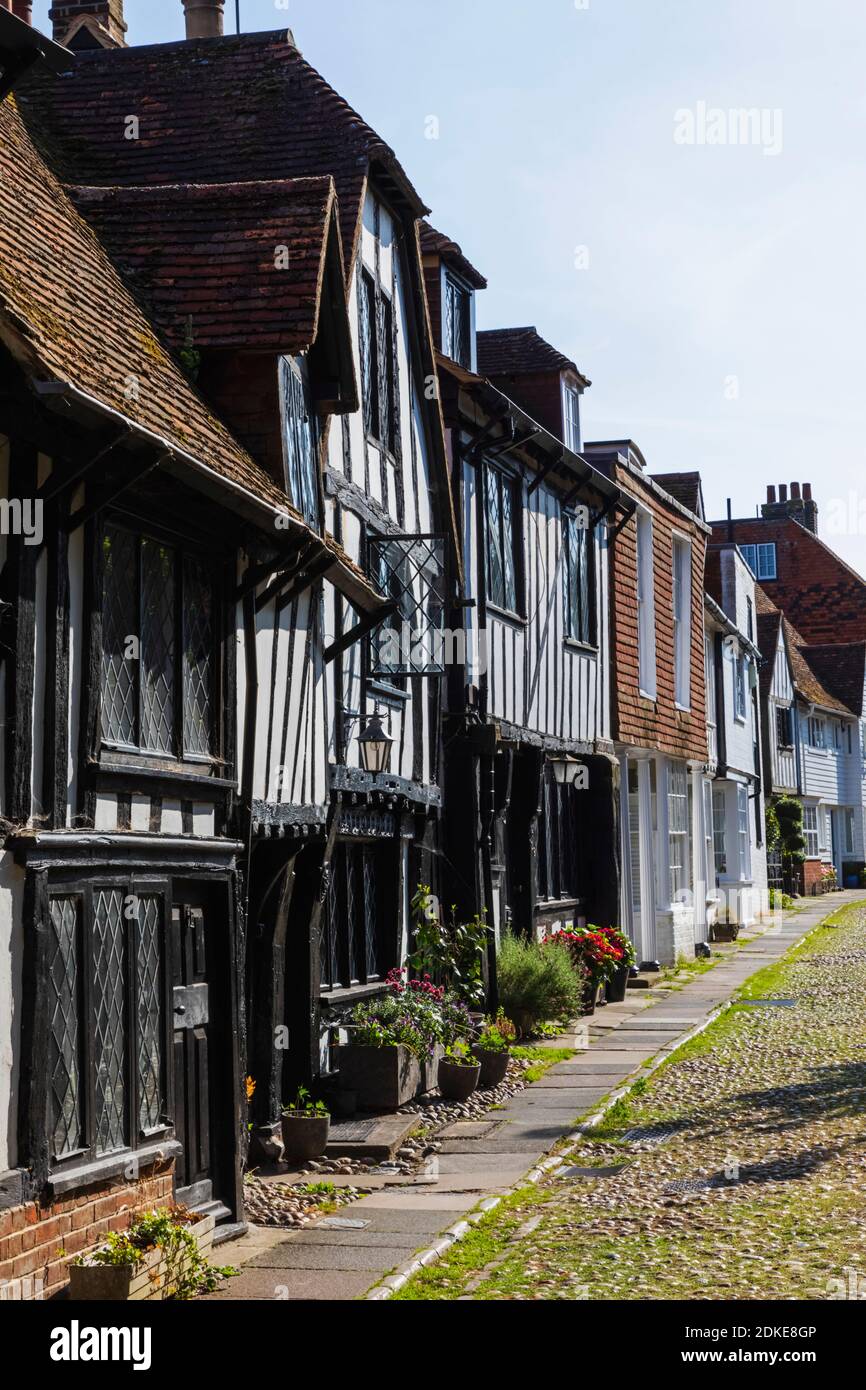 England, East Sussex, Rye, Street Scene with Medieval Housing Stock ...