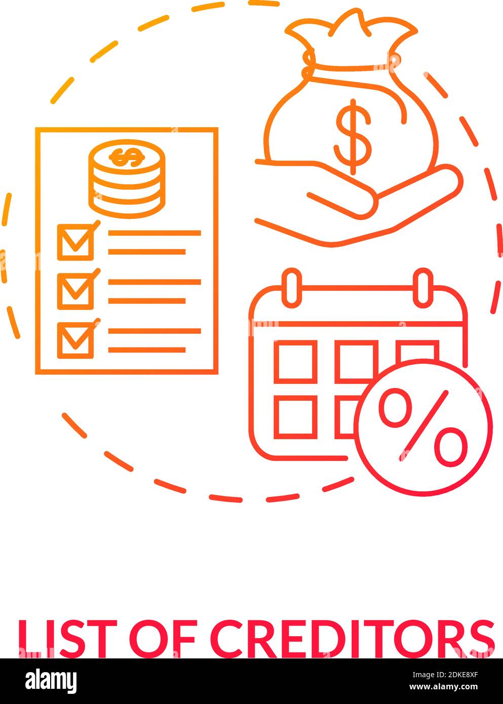 List of creditors red gradient concept icon Stock Vector Image & Art ...