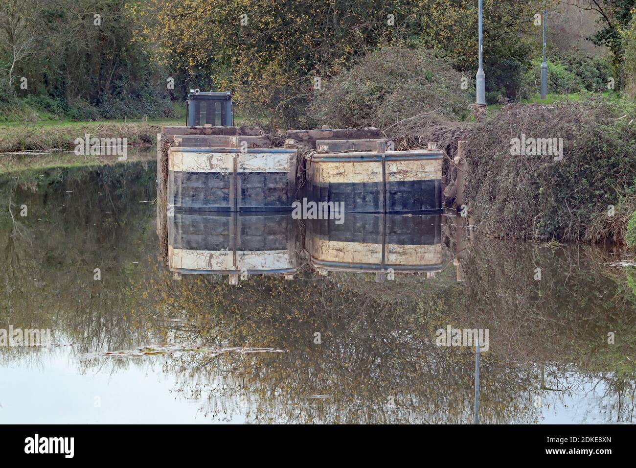 Water two moored barges hi-res stock photography and images - Alamy