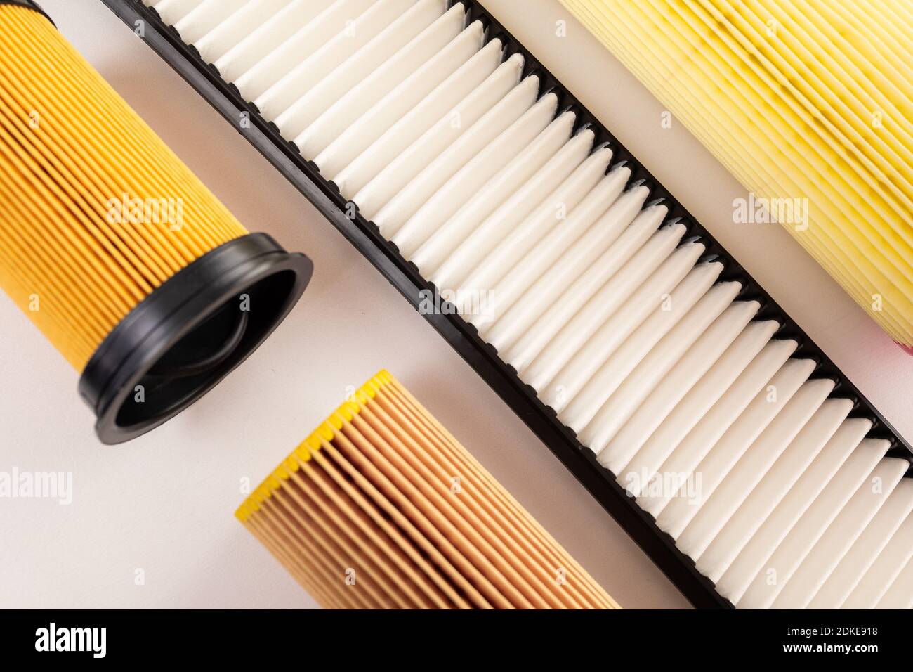 set of filters for car and truck, air, fuel, oil and oil Stock Photo ...