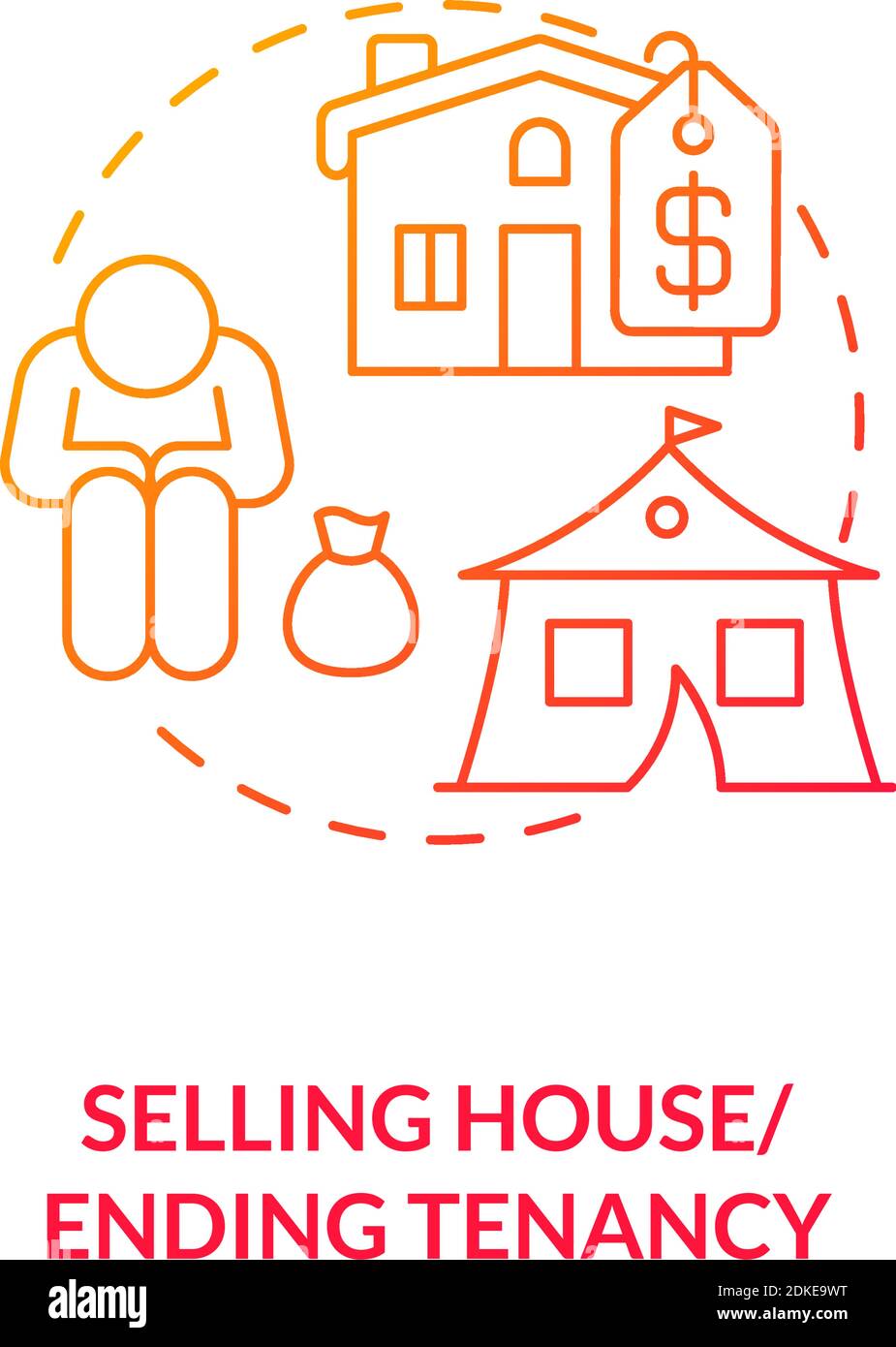 Selling house, ending tenancy red gradient concept icon Stock Vector ...