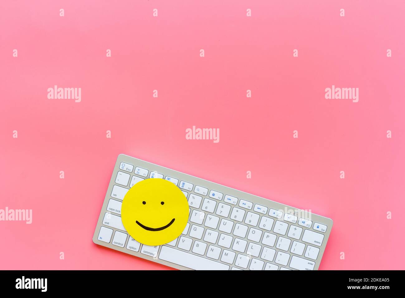 Happy face emotion concept. Happy face on the keyboard, top view Stock ...