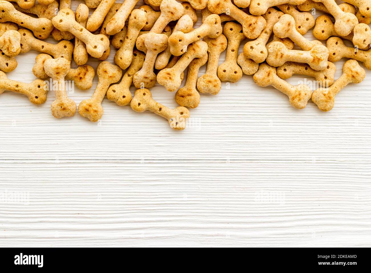 Pet food and dog bones snacks treats, overhead view Stock Photo - Alamy
