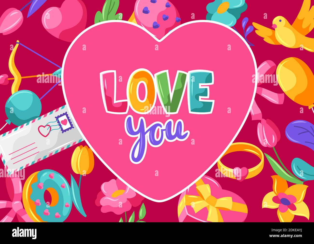 Happy Valentine Day greeting card. Holiday background with romantic ...