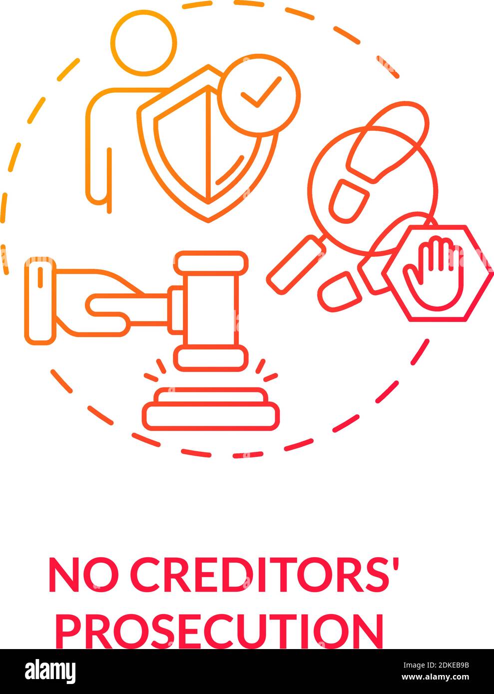 No creditors prosecution red gradient concept icon Stock Vector Image ...