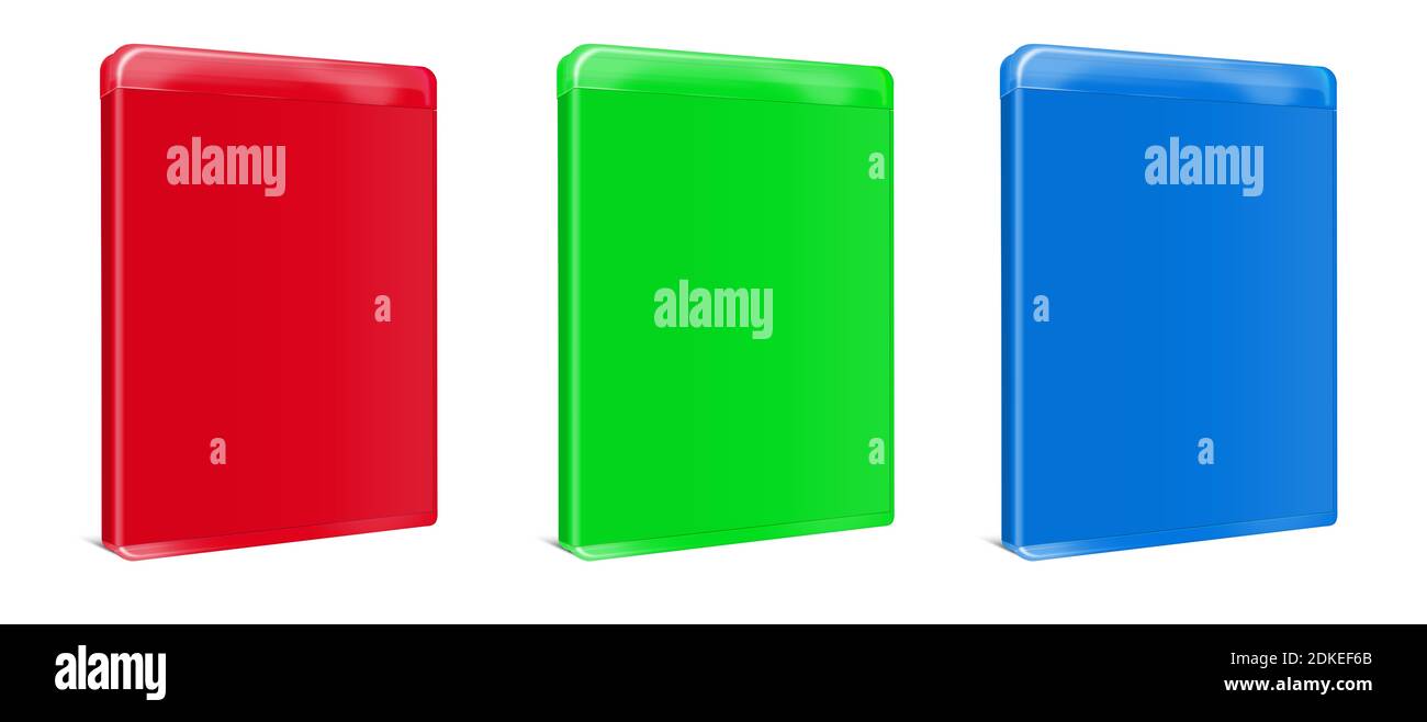Blank Blu-ray case RGB. Illustration 3D rendering. Isolated on white ...