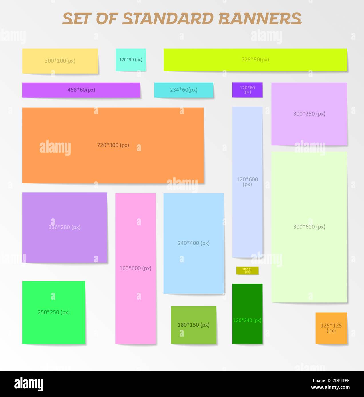 Set of color editable standard size banners. Flat style Stock Vector ...