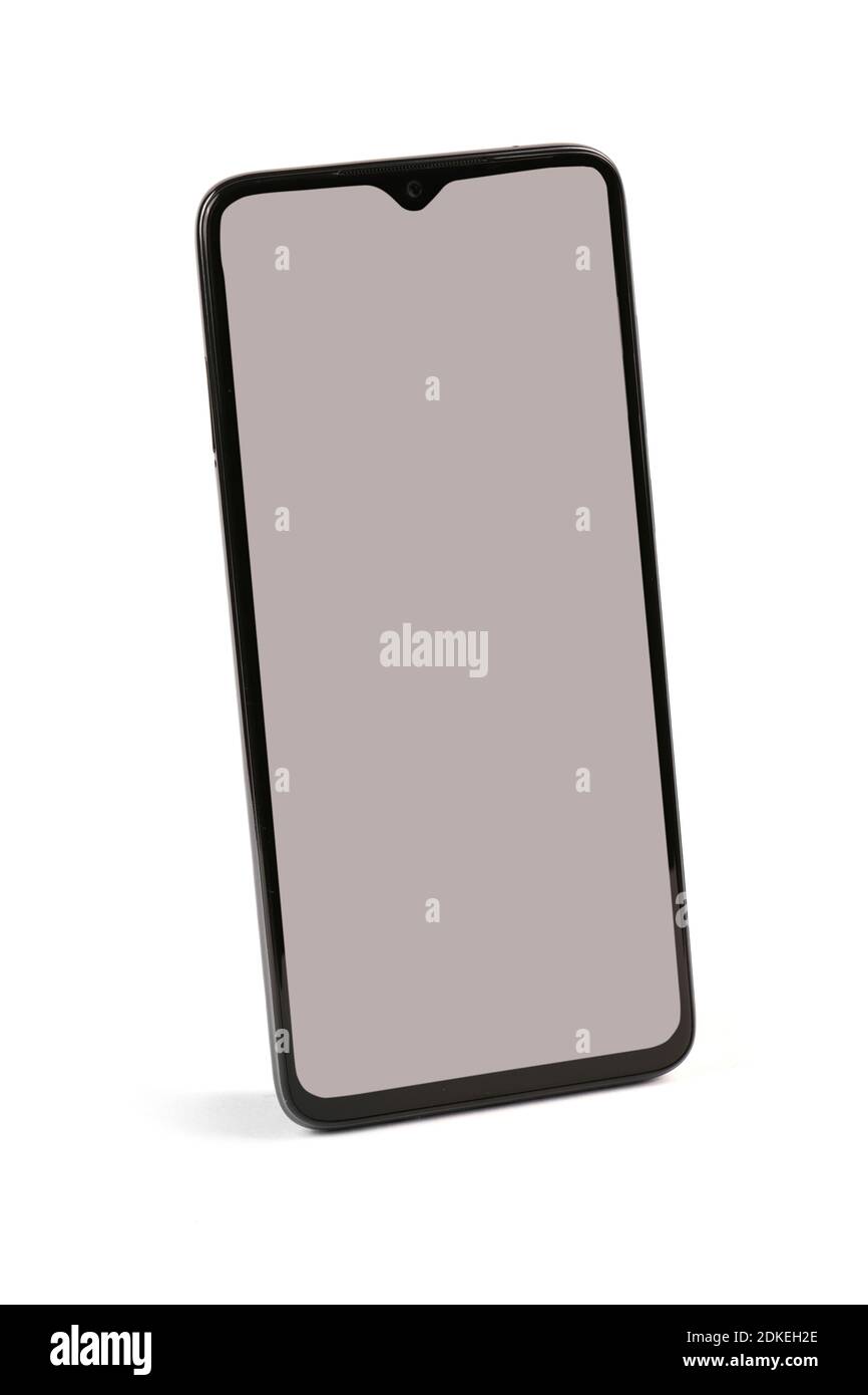 Black mobile smartphones with blank screen. isolated on white ...