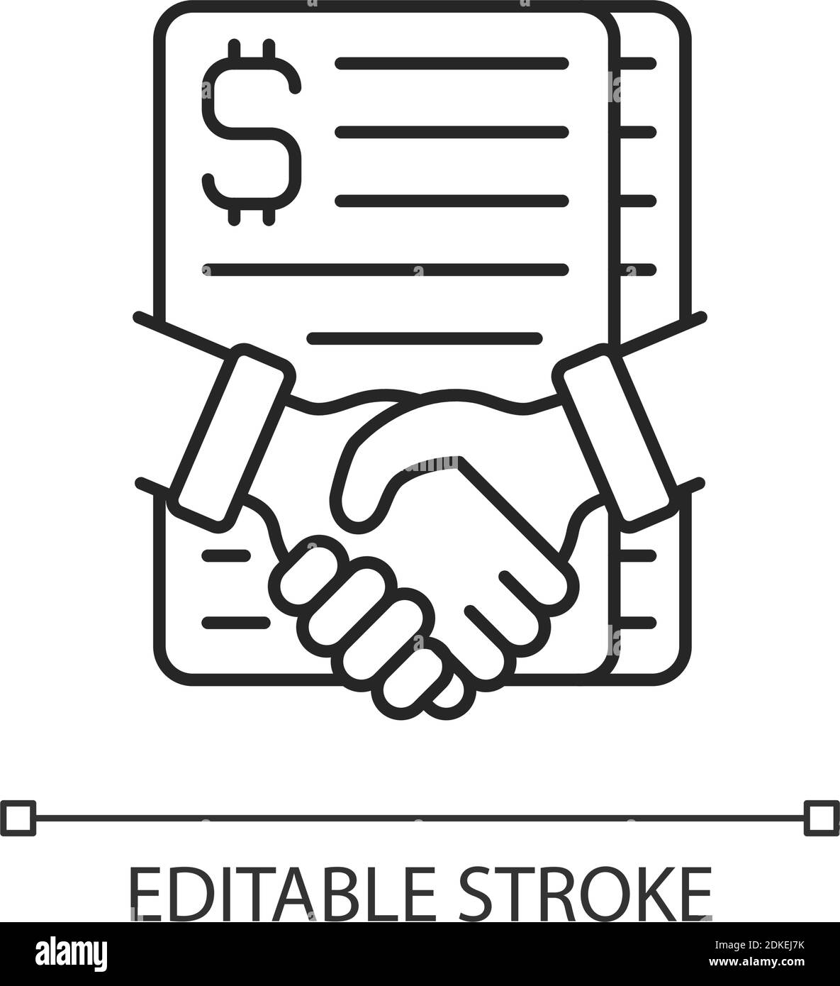 Contract success linear icon. Car renting contract creating process ...