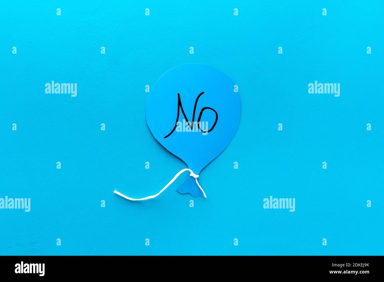 No rejection - decision concept. Word No on paper banner, top view ...