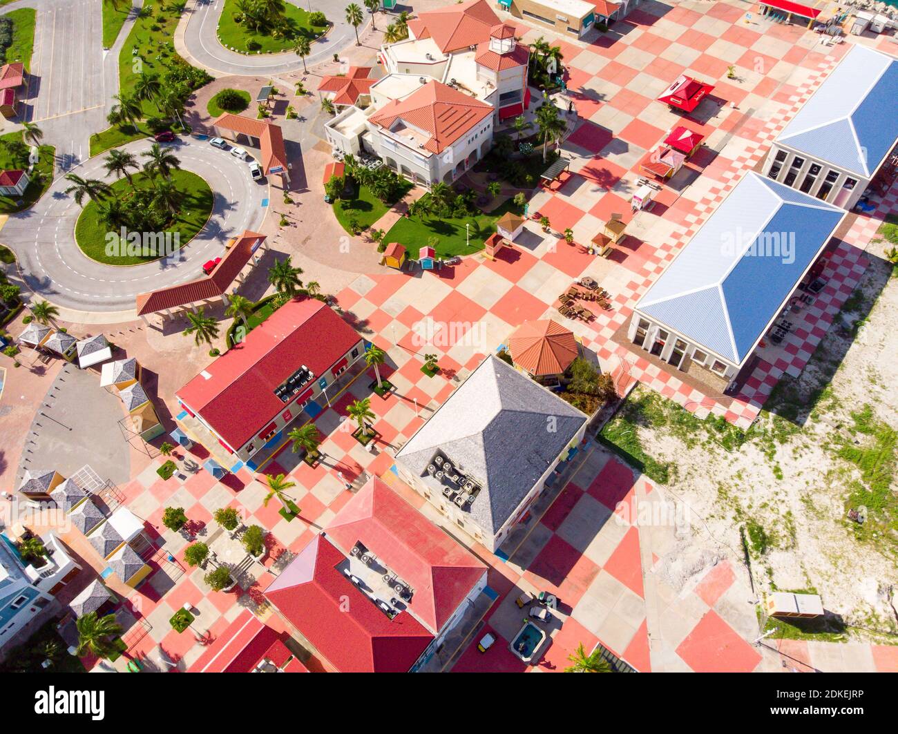 Scenic aerial view of the caribbean island of St.Maarten. Port of st ...