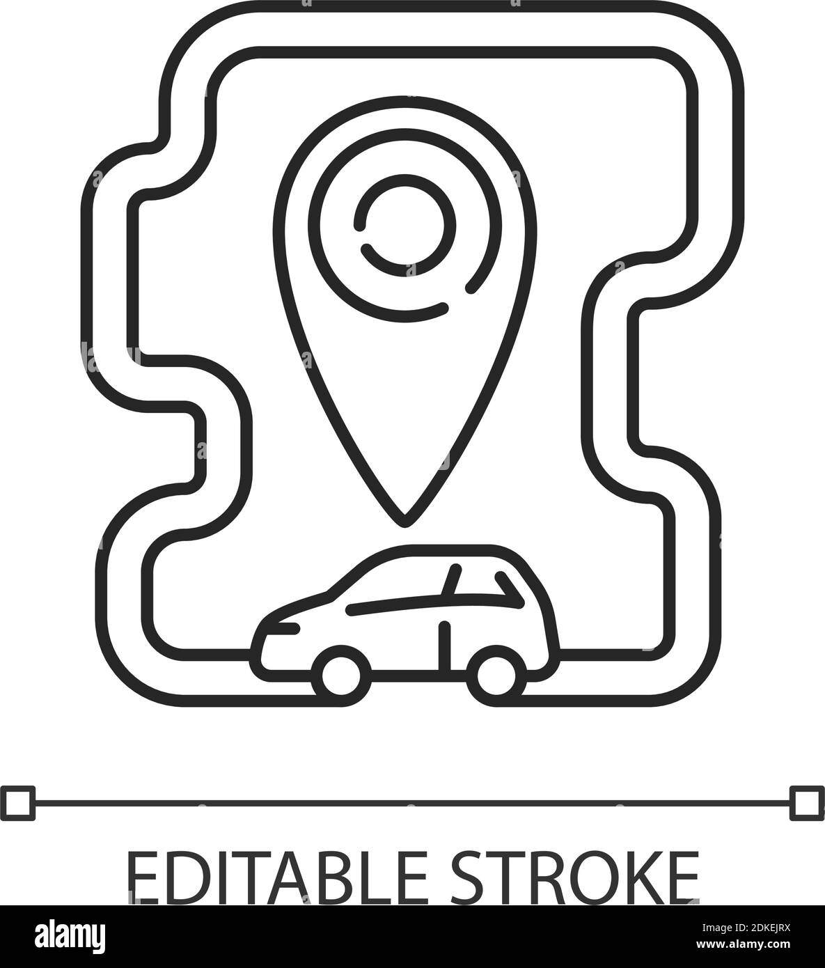 Roundtrip carsharing linear icon. Model of car rental where people rent ...