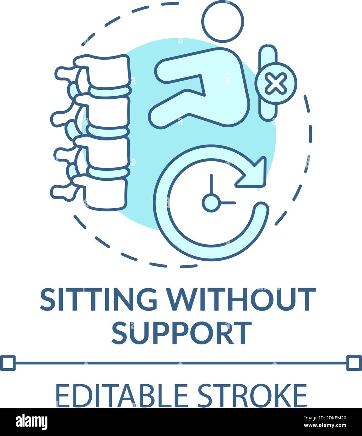 Sitting without support turquoise concept icon. Baby hold straight ...