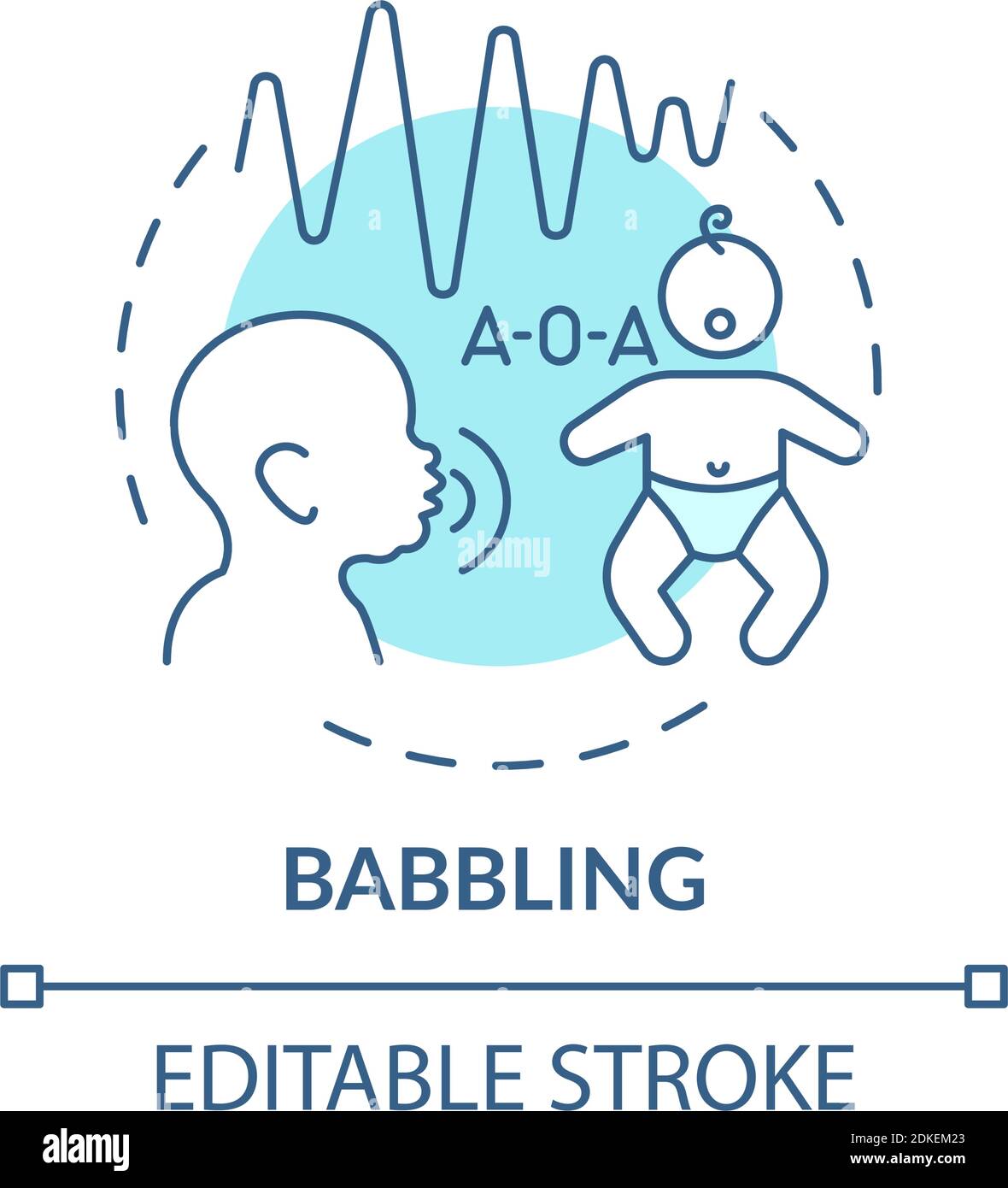 Babbling turquoise concept icon. Early speech. Baby talking. Toddler ...