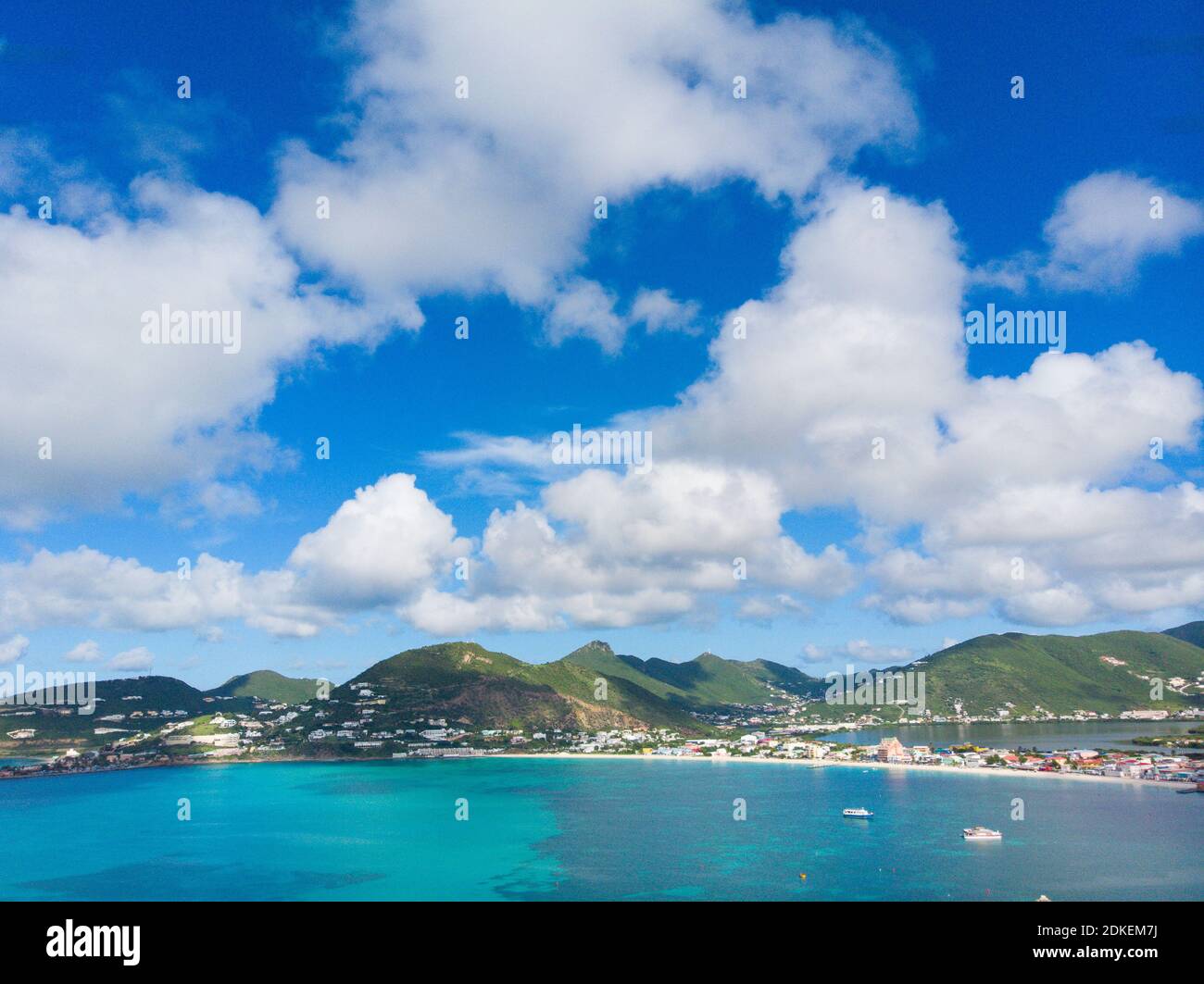 Scenic aerial view of the caribbean island of St.Maarten Stock Photo ...