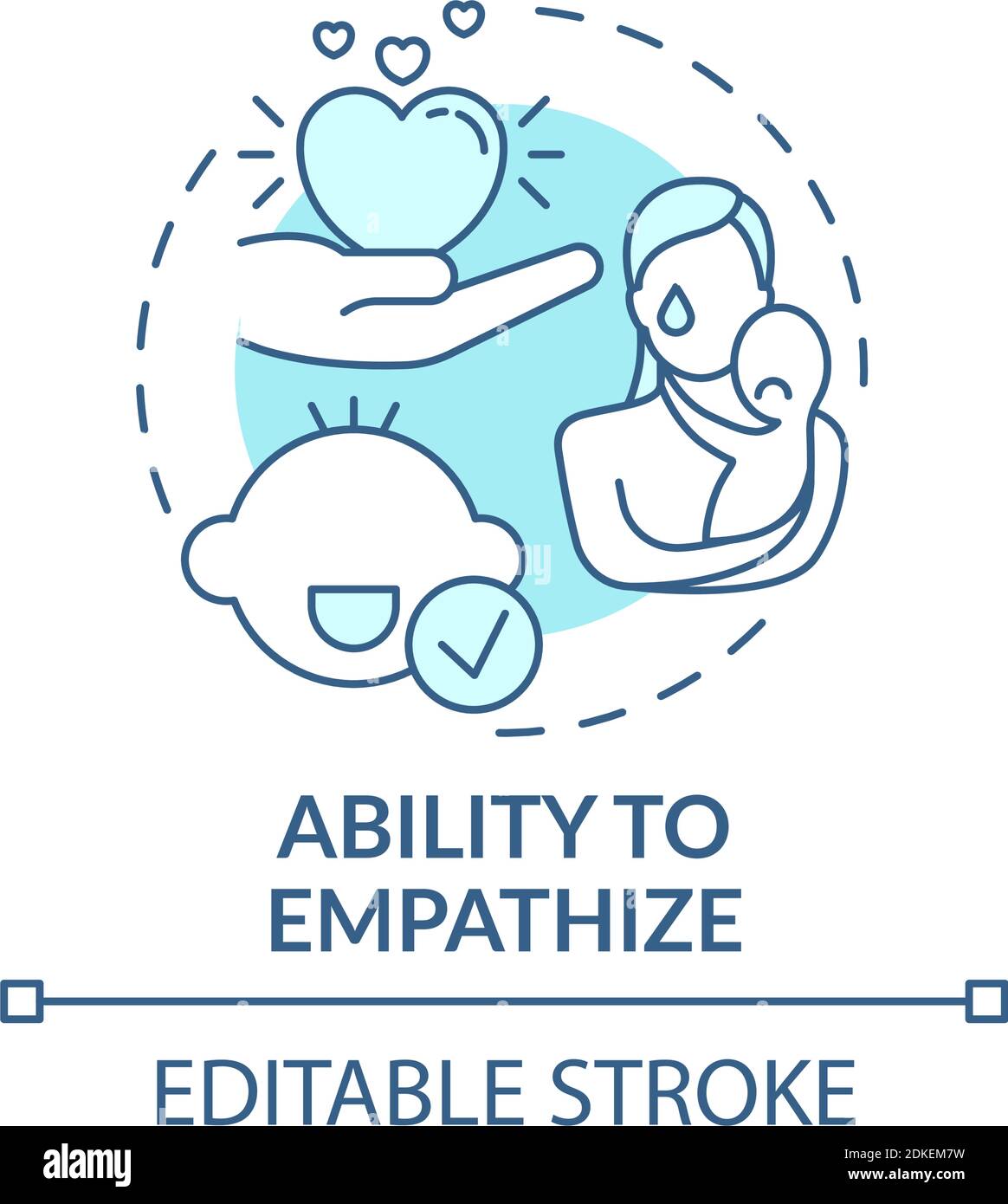Ability to empathize turquoise concept icon. Understand emotion. Kid ...