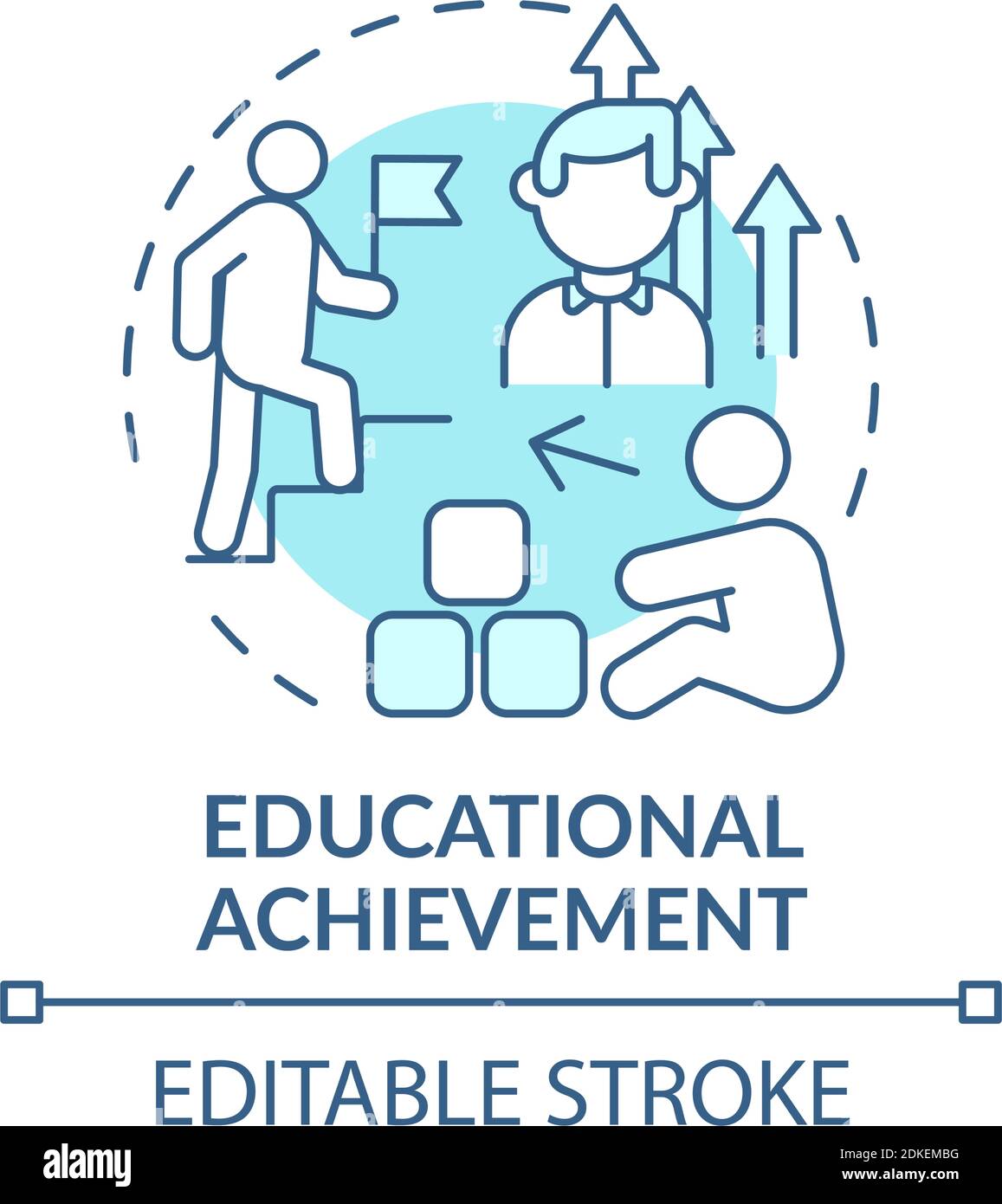 Educational achievement turquoise concept icon. Success in studies ...